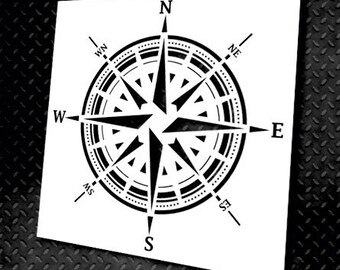 Compass Rose Stencil, Large Wall Stencil, Compass Stencil Pattern ...