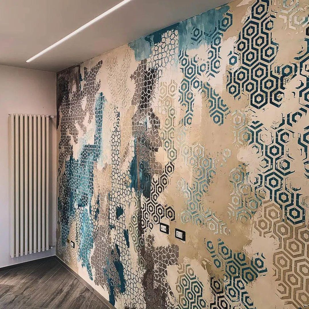 Hexagonal Block Stencil, Reusable Stencil for Decorative Plaster ...