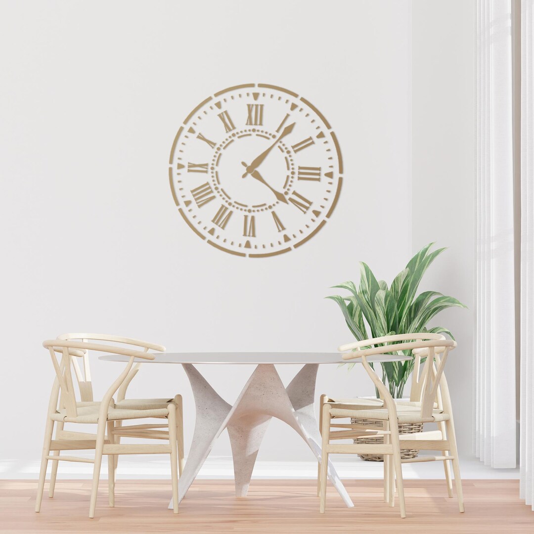 Wall Clock Stencil, Reusable DIY Craft Mylar Stencil, Large Wall ...
