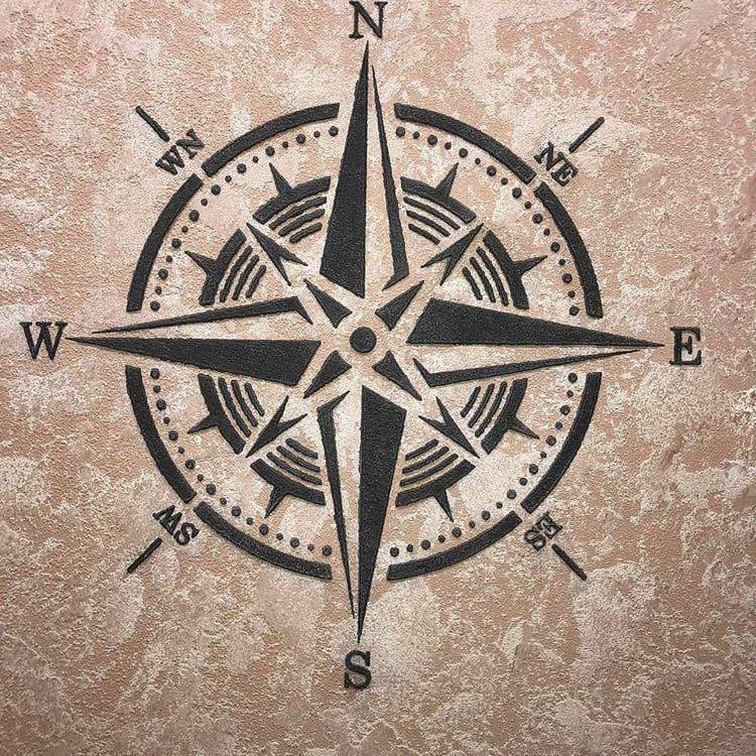 Compass Rose Floor Stencil, Large Nautical Mandala for Patio Painting ...