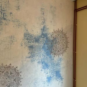 Wall Stencils Set, Textured Relief Decorative Stencils, Large Geometric ...