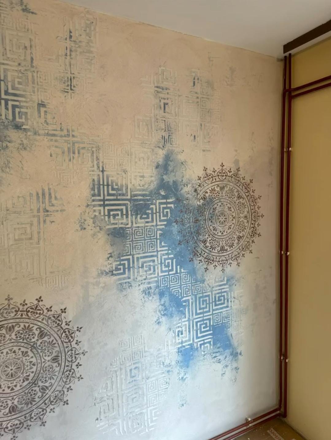 Wall Stencils Set, Textured Relief Decorative Stencils, Large Geometric ...