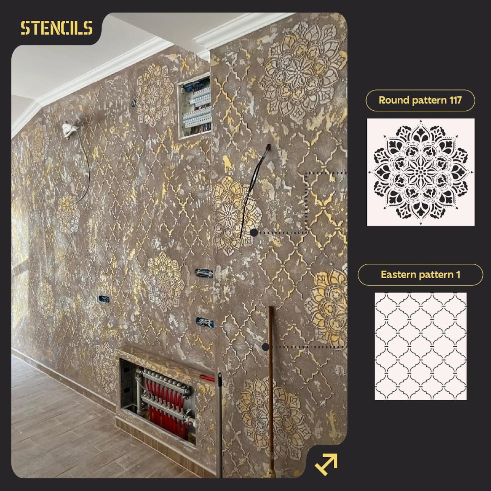 Wall Stencils Set, Mandala Stencil, Moroccan Pattern Stencil, DIY Wall ...
