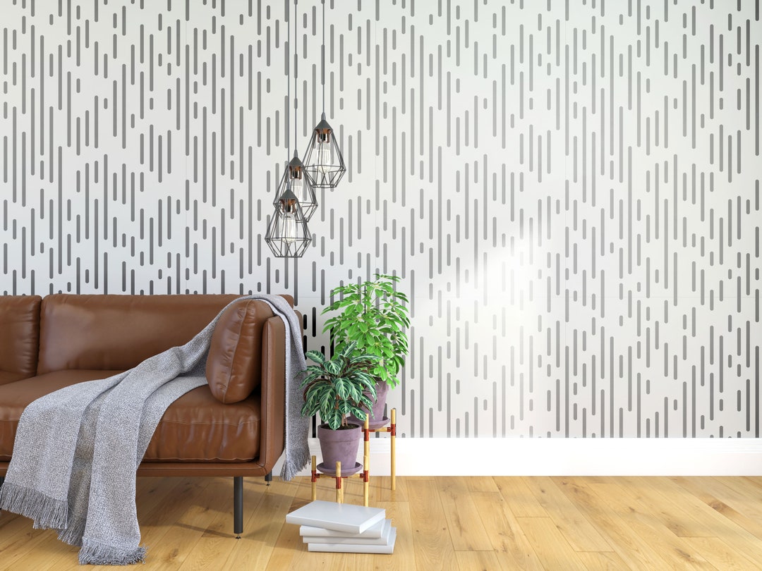 Geometric Pattern Wall Stencil, Lines Wall Stencils, Mid-century Design ...