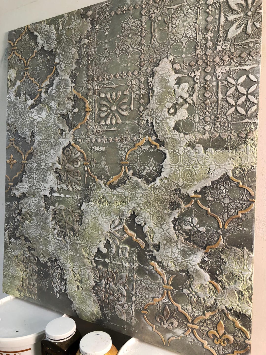 Decorative Concrete Texture Stencils, Large Wall Stencils for Painting ...