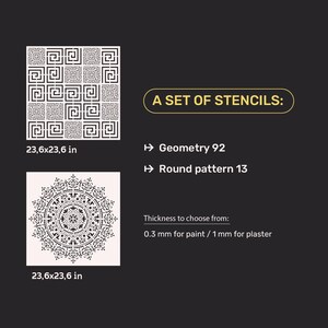 Wall Stencils Set, Textured Relief Decorative Stencils, Large Geometric ...