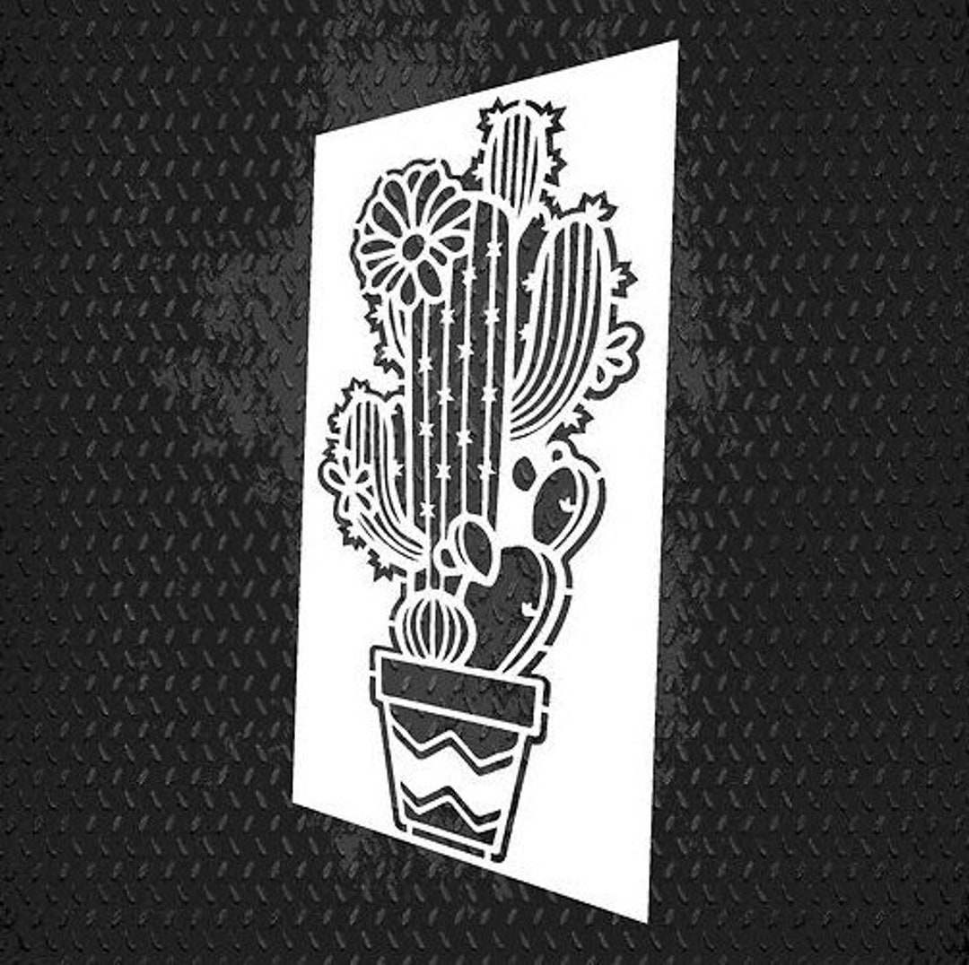 Cactus Art Design Stencil, Cactus Stencil for Plaster, Nature Lover's ...