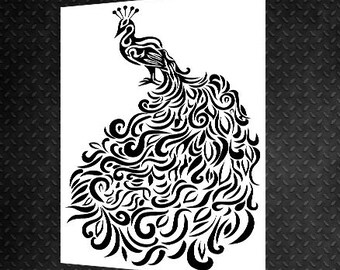 Peacock Stencil, Reusable Peacock Stencil, DIY Craft Stencil, Large ...