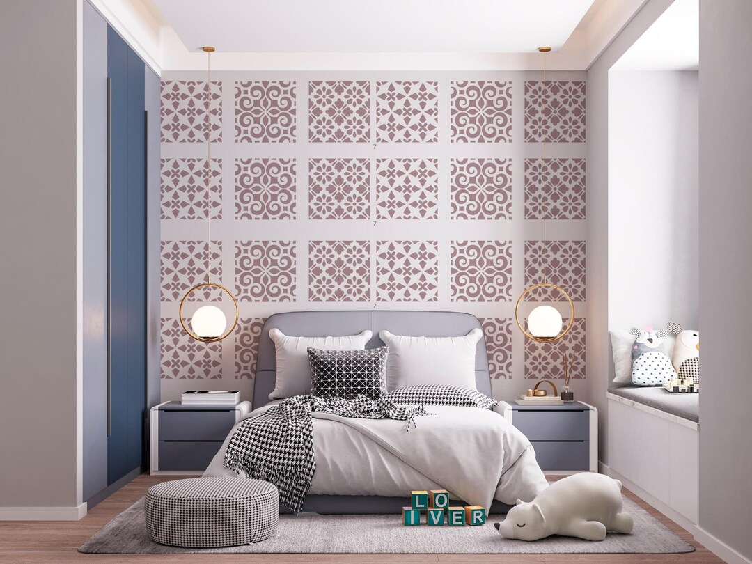 Tile Stencil for Wall, Decorative Stencils 8.3''x23,6'', Reusable Wall ...
