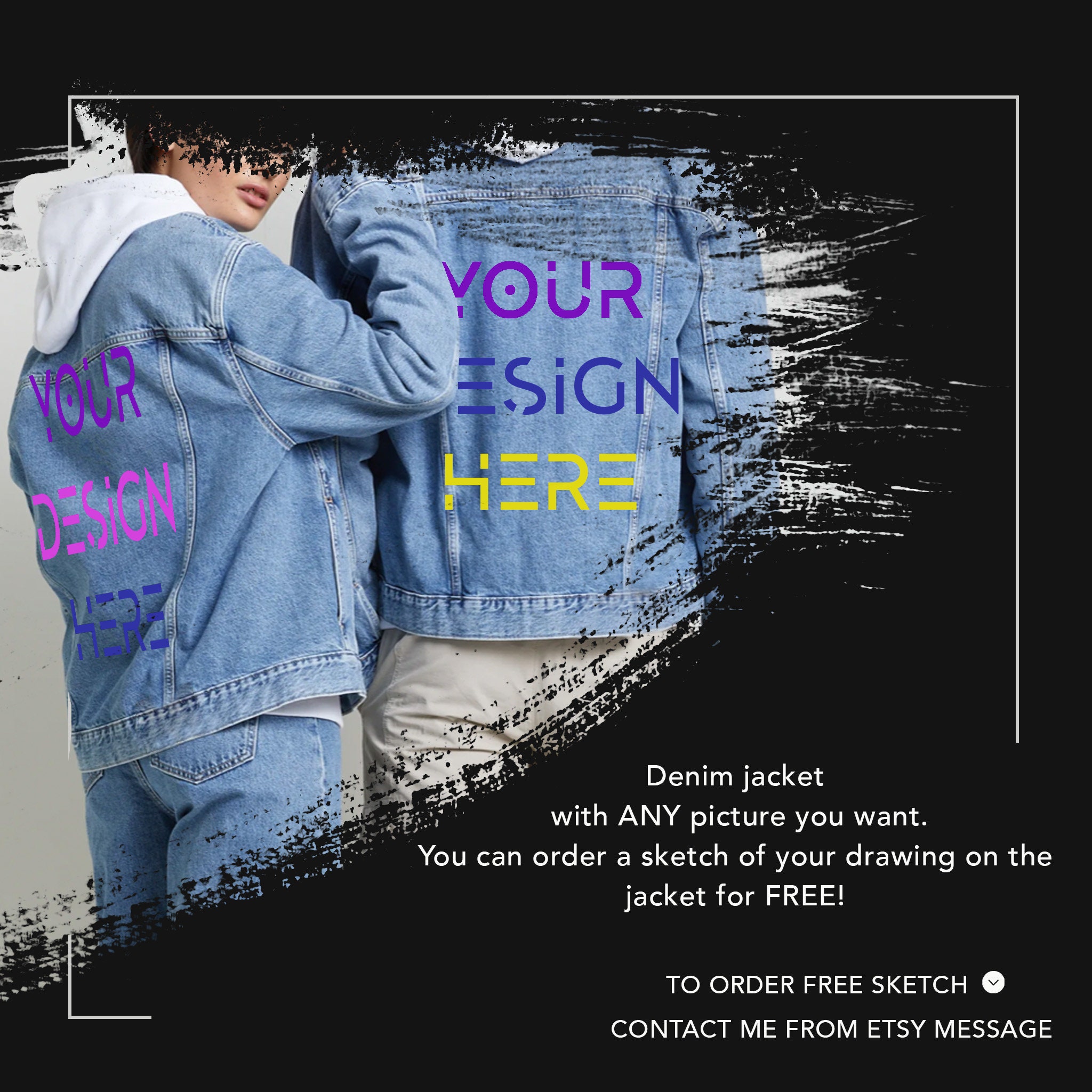 Hand Painted Denim Jeans Jacket Women Queen Art Street Clothing ...