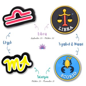Zodiac Sign Glyph Crocs Charm Astrology Symbol Slippers Clip - Etsy