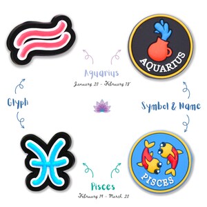 Zodiac Sign Glyph Crocs Charm Astrology Symbol Slippers Clip - Etsy