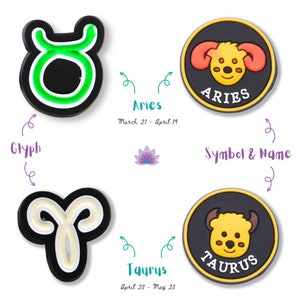 Zodiac Sign Glyph Crocs Charm Astrology Symbol Slippers Clip - Etsy