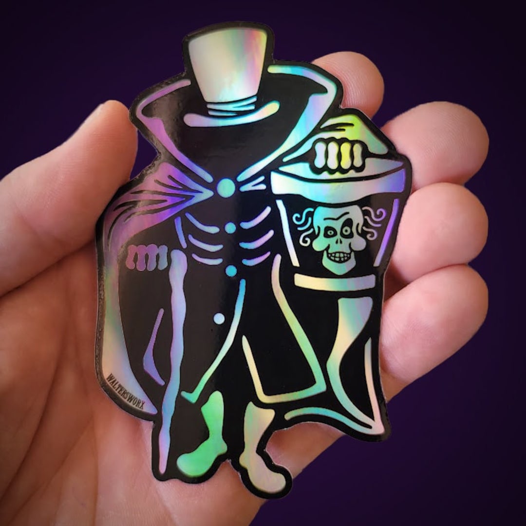 Holographic Haunted Mansion Hatbox Ghost Vinyl Sticker - Etsy