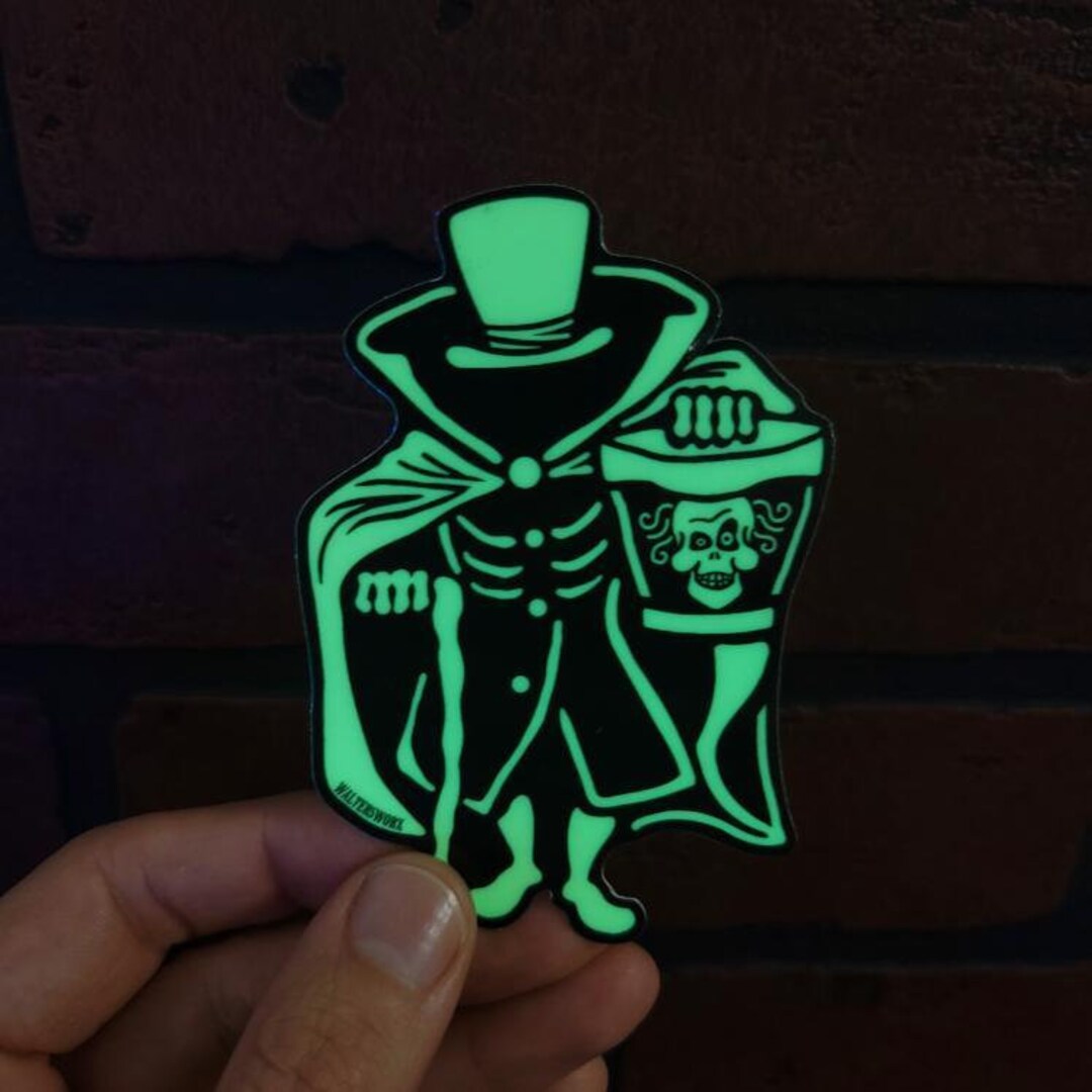 Glow-in-the-dark Haunted Mansion Hatbox Ghost Vinyl Sticker - Etsy