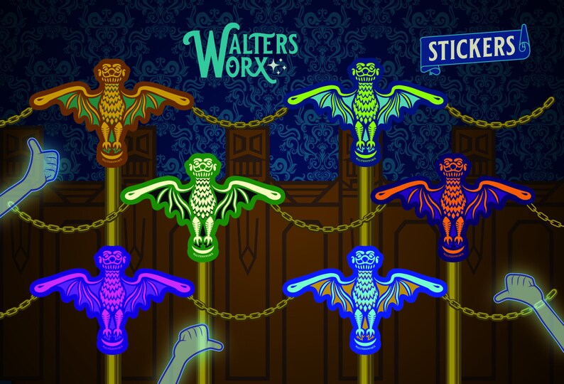 Haunted Mansion Vinyl Sticker Sheet - Bat Stanchions - Etsy