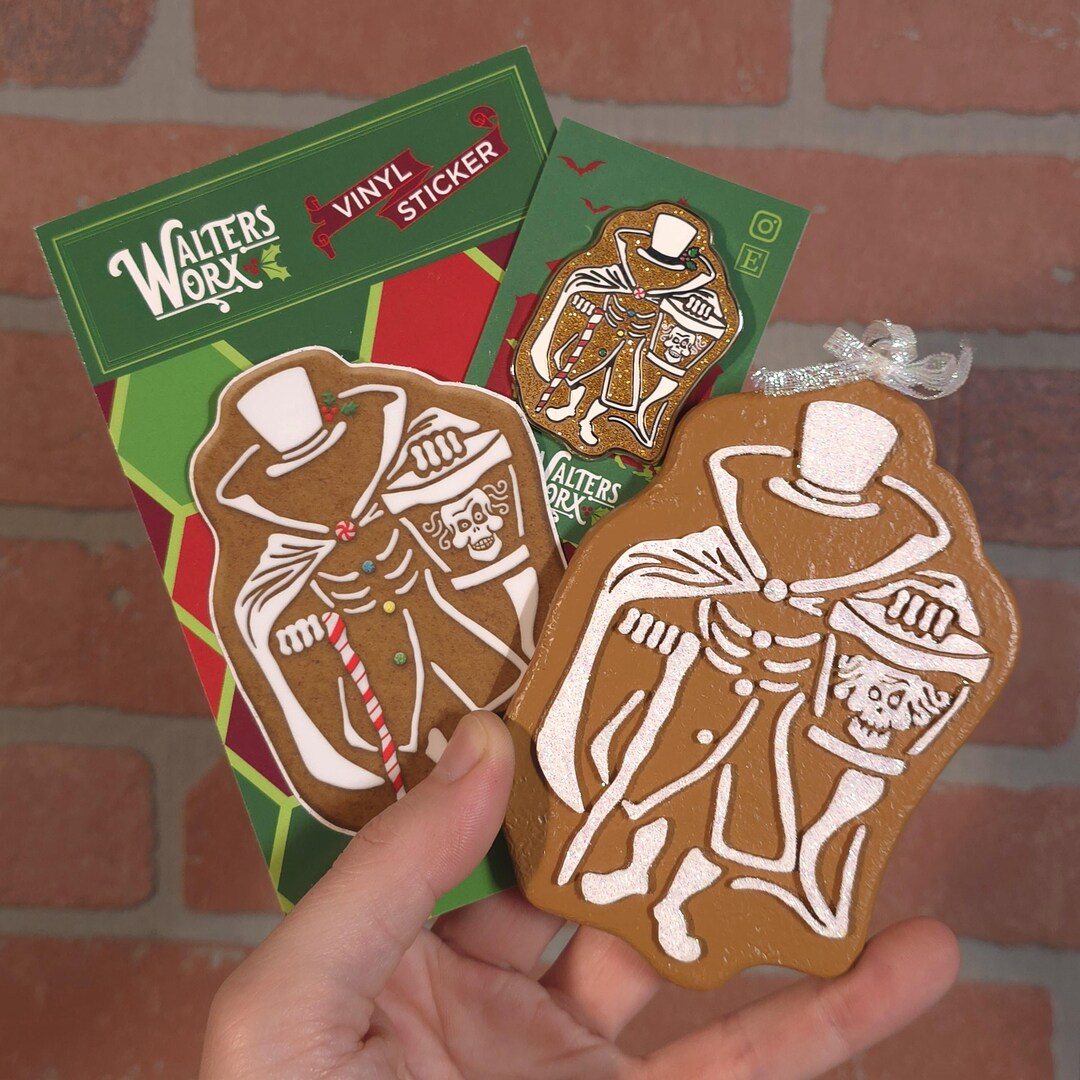 Gingerbread Hatbox Ghost Gift Set - Ornament, Pin, & Sticker - Etsy