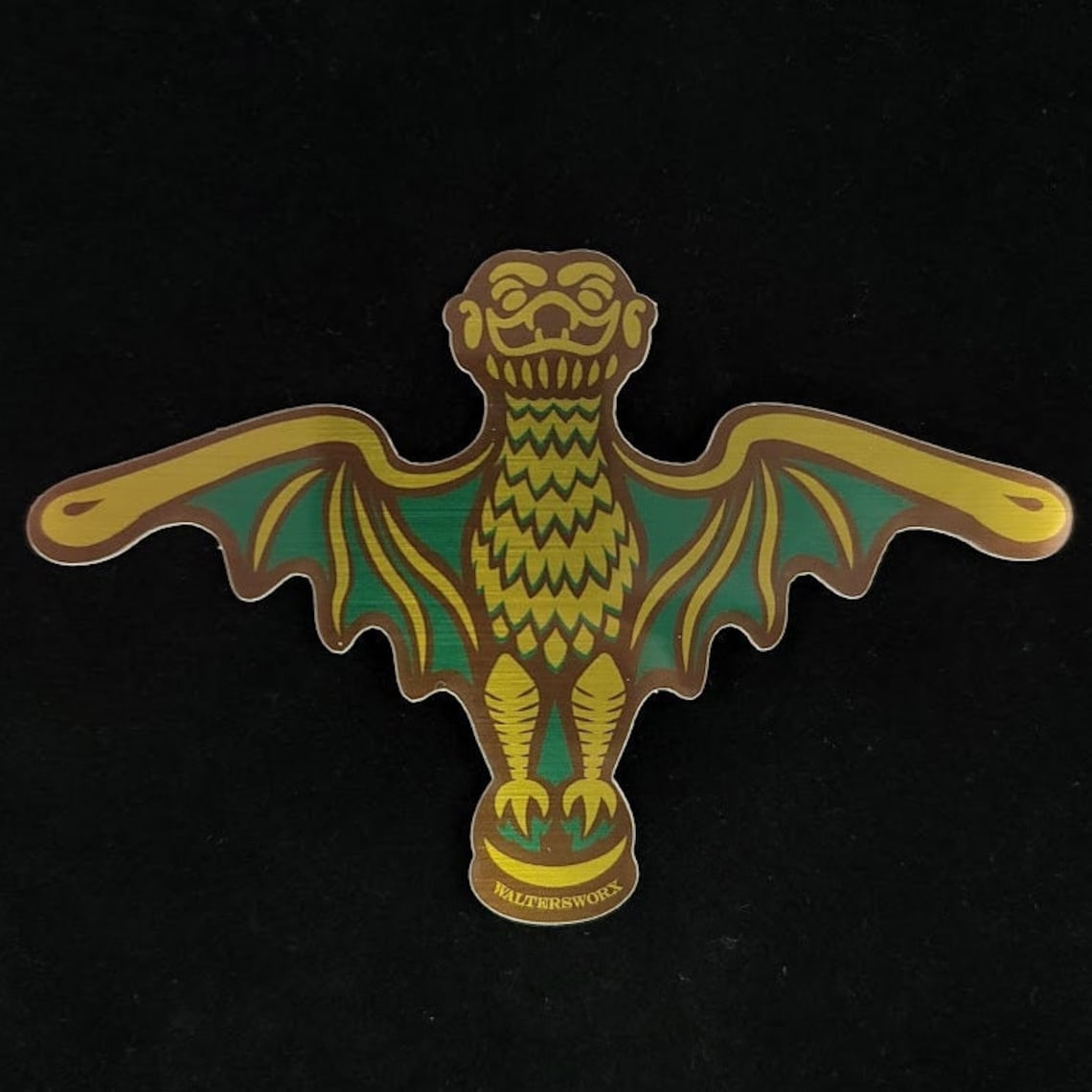 Brushed Metal Vinyl Sticker - Haunted Mansion Bat Stanchion - Etsy