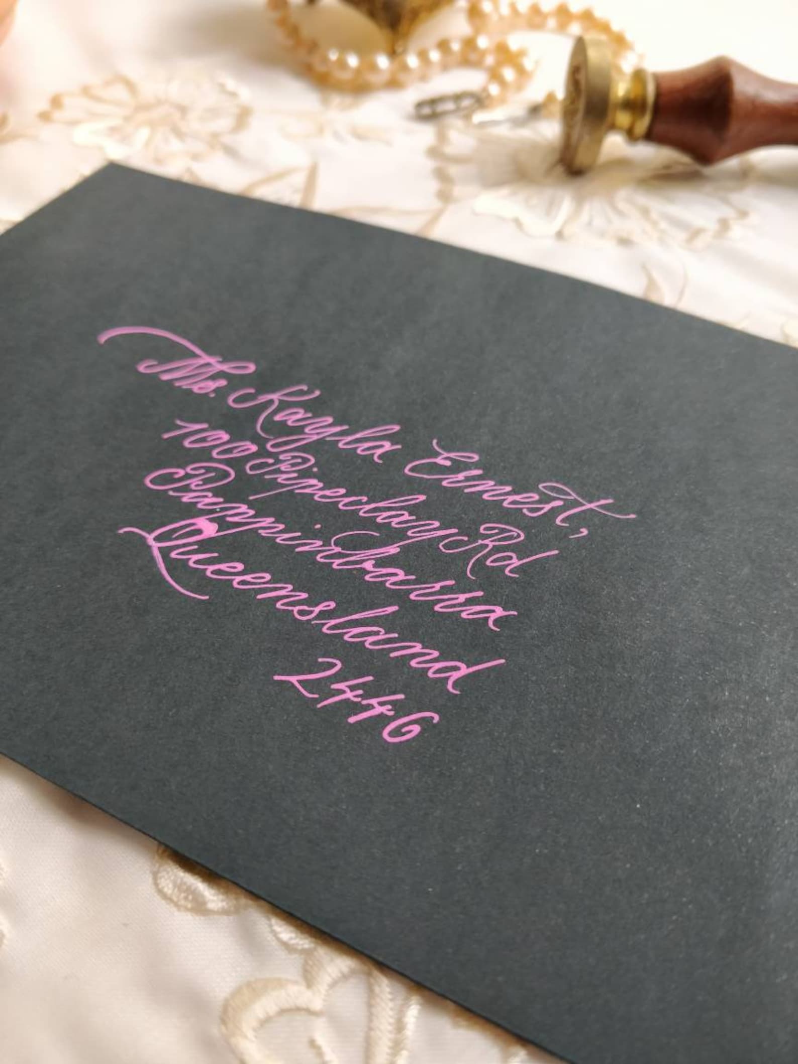 Handwritten Custom Calligraphy Black Envelope - Etsy