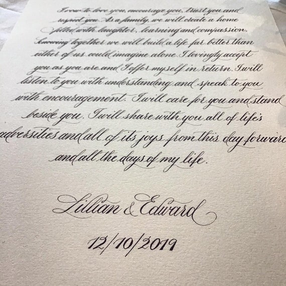 Handwritten Custom Calligraphy A3 Piece - Etsy