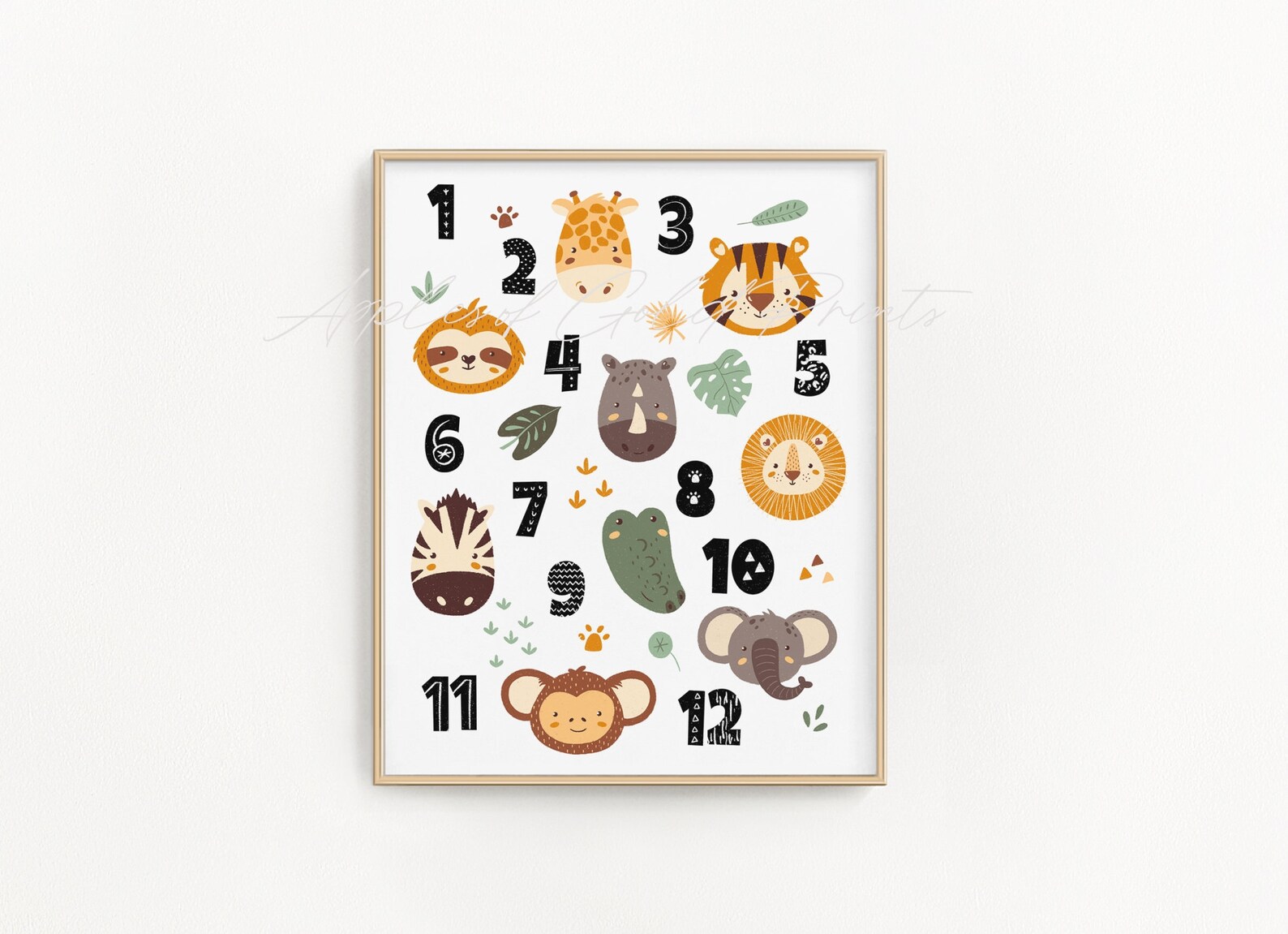 Safari Numbers Print Counting Chart Jungle Animal Nursery - Etsy