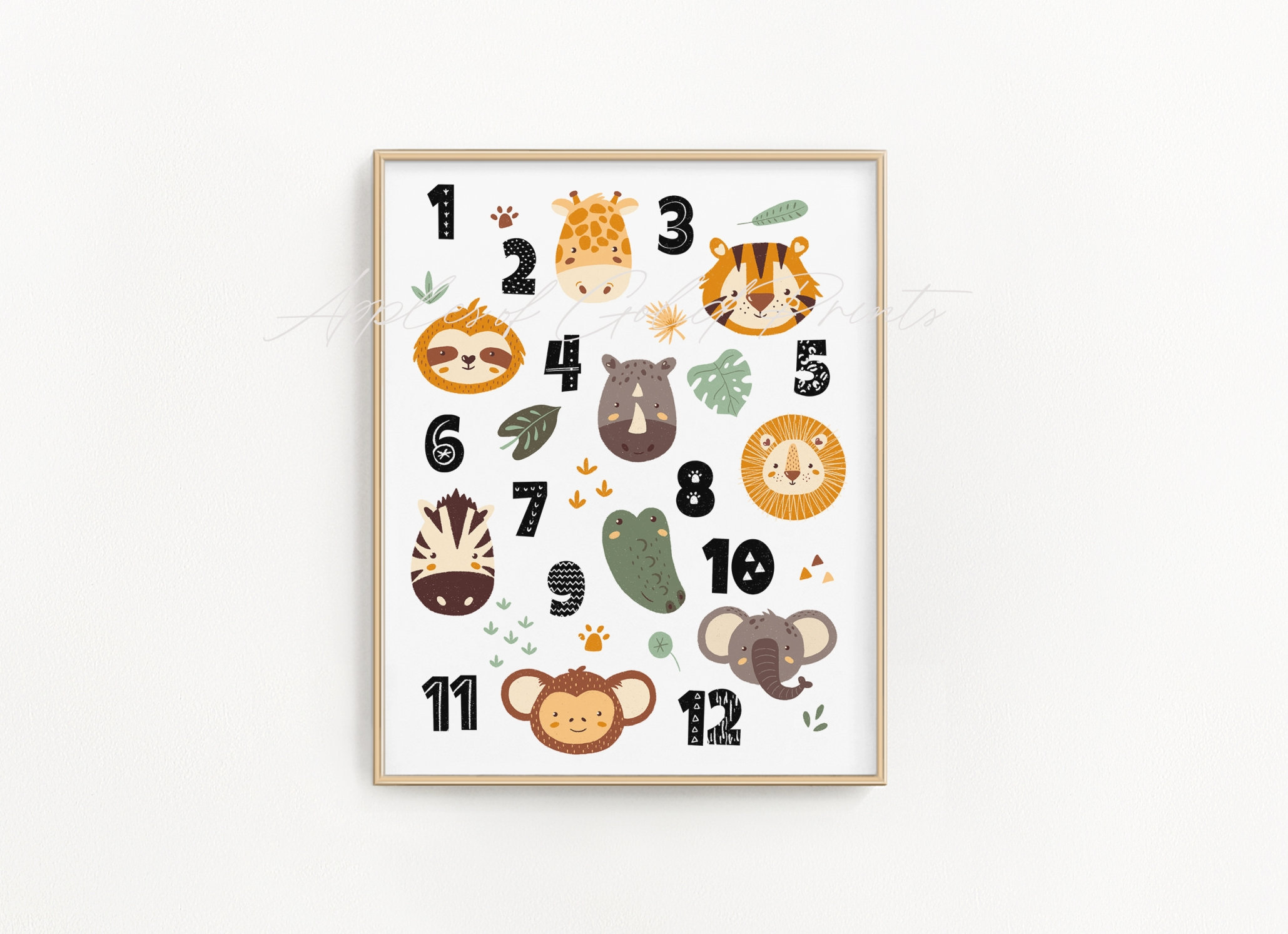 Safari Numbers Print Counting Chart Jungle Animal Nursery | Etsy