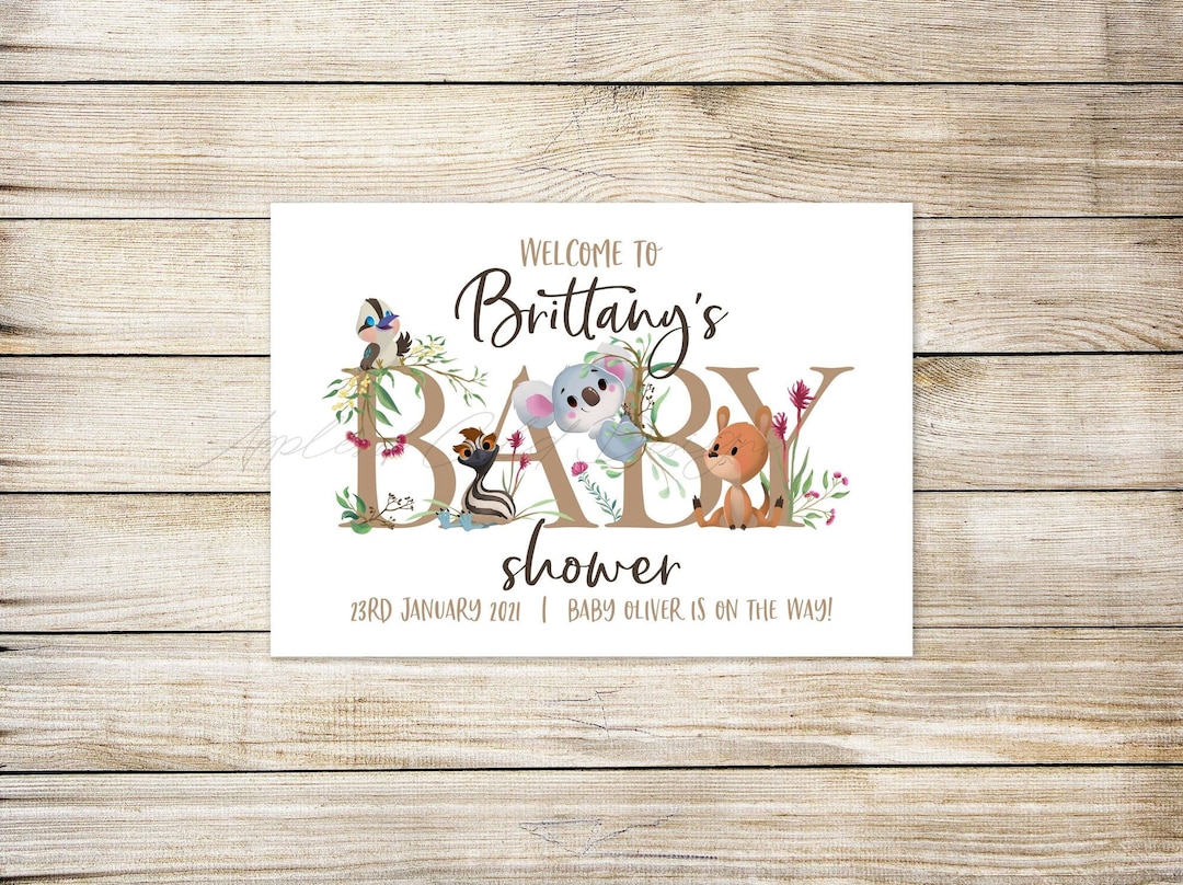 Baby Shower Welcome Sign - Australian Animals - Gender Neutral - Native ...