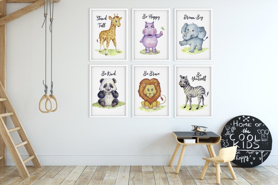 Safari Animal Nursery Art Print Set: Watercolor Jungle Animals (digital ...