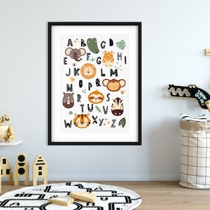 Safari Alphabet Letters Print - ABC Chart - Jungle Animal Nursery Decor ...