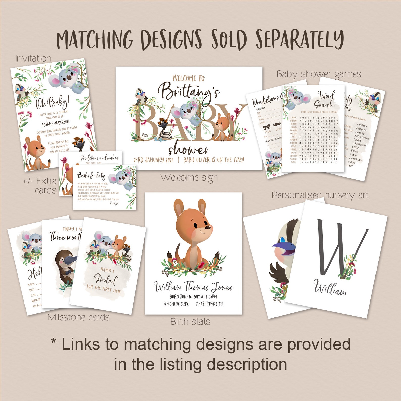 Baby Shower Welcome Sign Australian Animals Gender Neutral | Etsy Australia