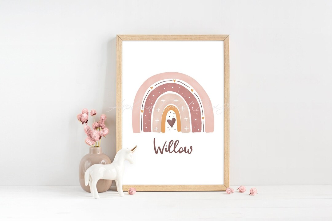 Personalised Boho Rainbow Name Wall Art - Rainbow Nursery Decor - Girl ...