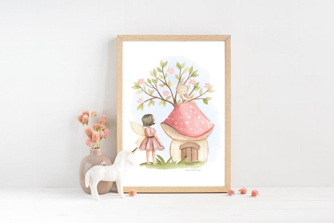 Fairy Garden Nursery Wall Art Girl Bedroom Wall Decor Pink | Etsy