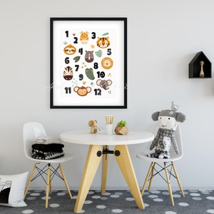 Safari Numbers Print Counting Chart Jungle Animal Nursery | Etsy