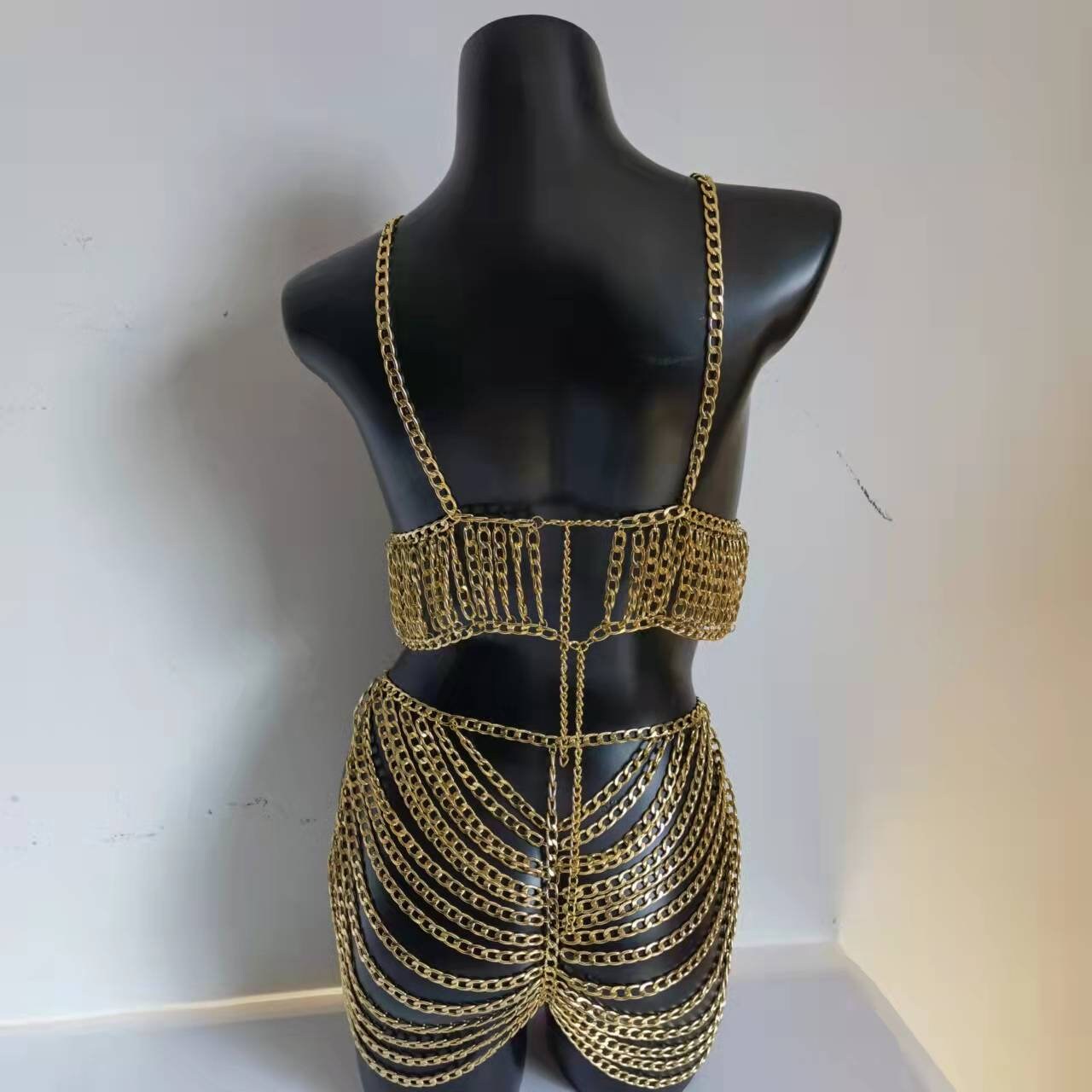 Body Chain Bra/festival Chain Skirt/chain Skirt/party | Etsy