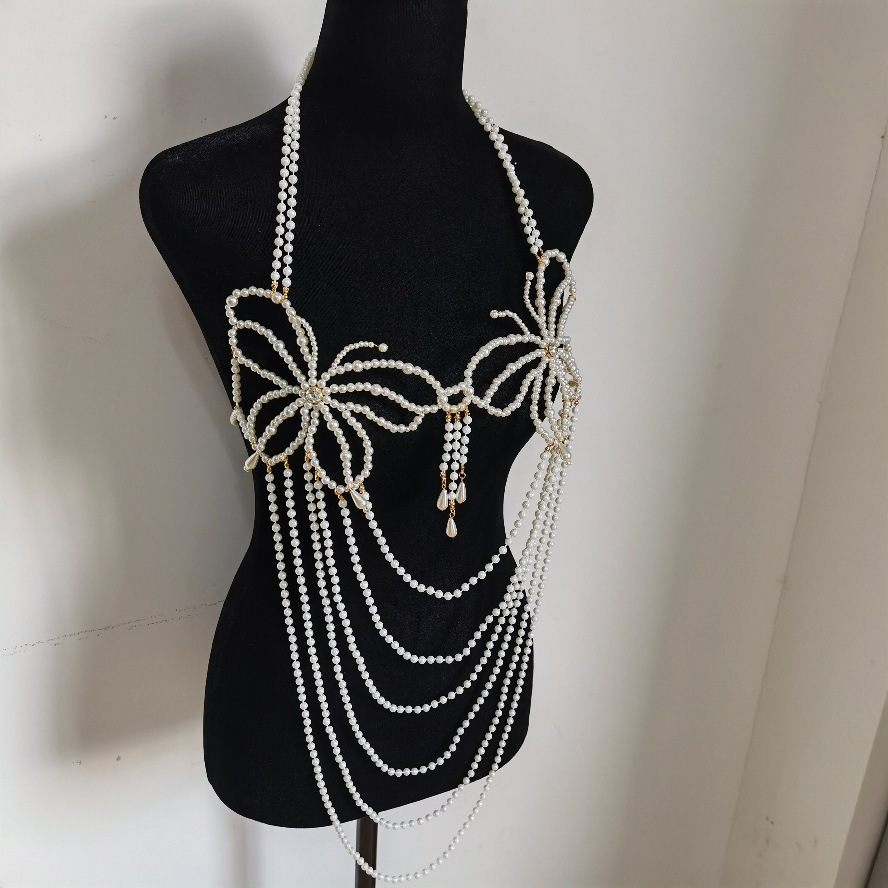 Pearl Butterfly Bra Body Chain Accessories Retro Costume Etsy