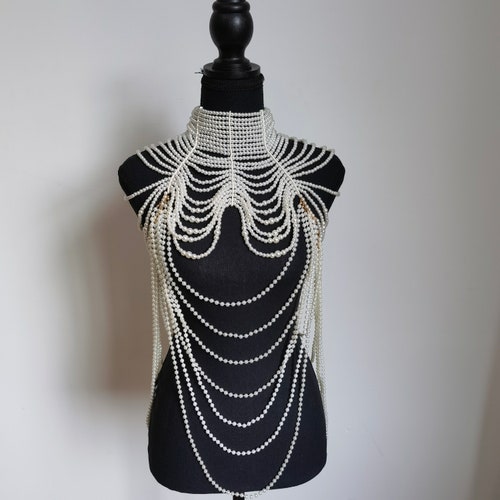 Pearl Body Chain Bra Fashion Shoulder Necklaces Bra Chain Etsy
