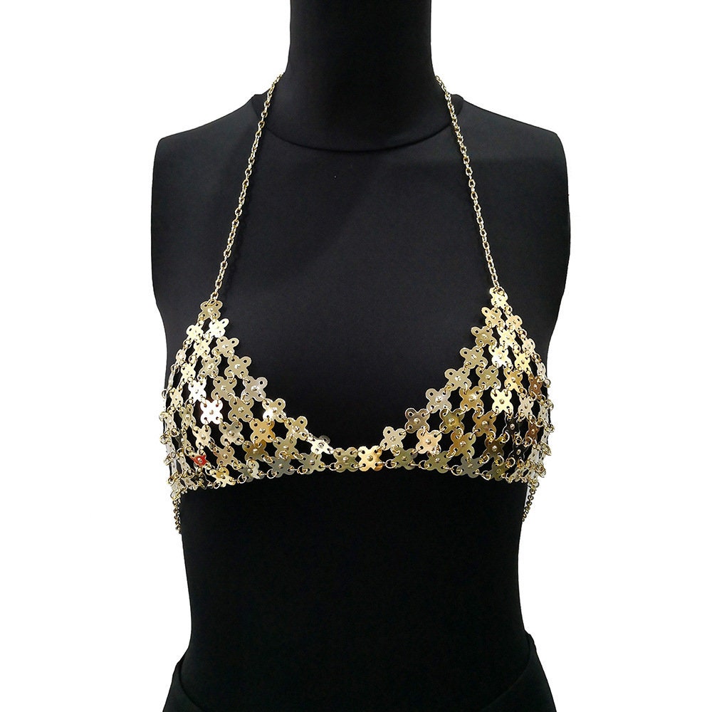 Metal bra body chain bra holiday jewelry sexy carnival | Etsy