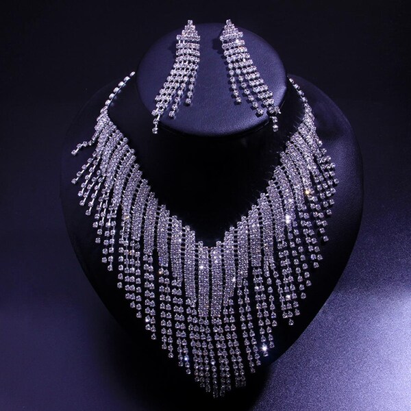 Rhinestone Necklace - Etsy