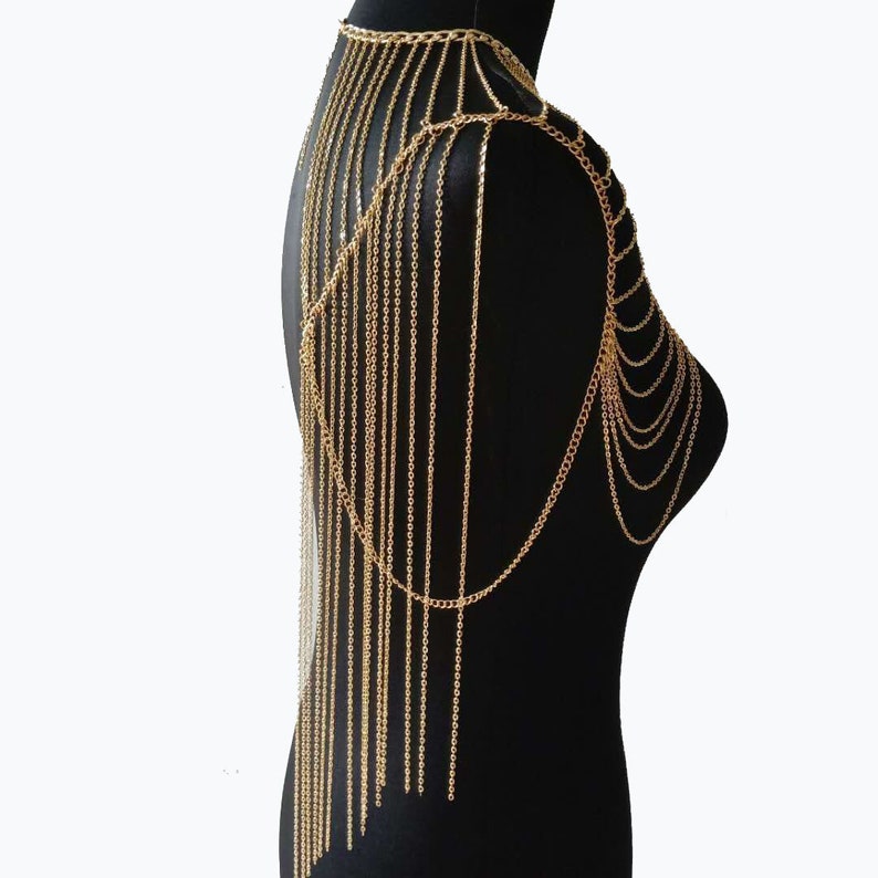 Gold Shoulder Chain Shoulder Necklace Body Chain Tassel | Etsy