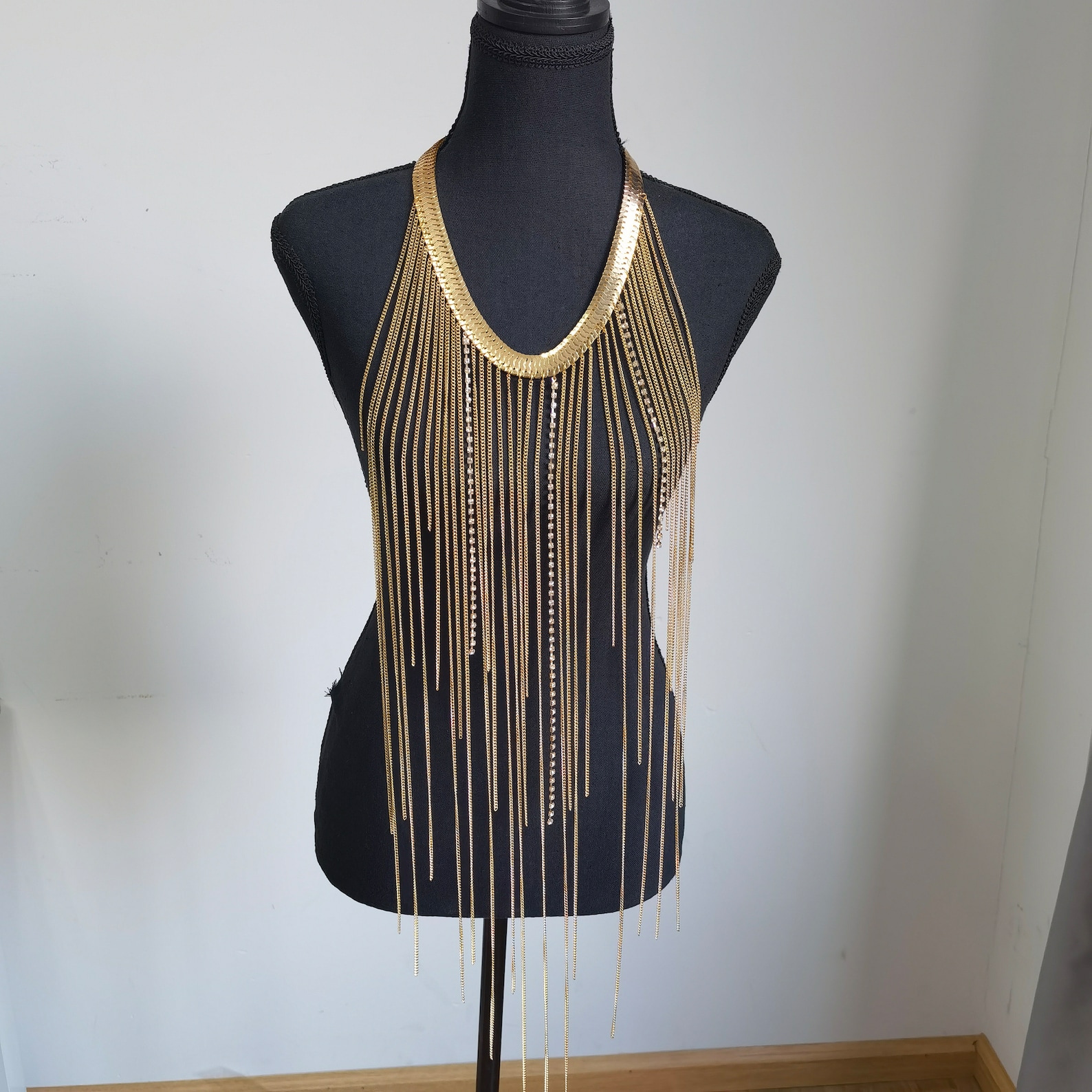 Full Body Chain OMEGA Diamond Tassel Silver Chain Necklace | Etsy