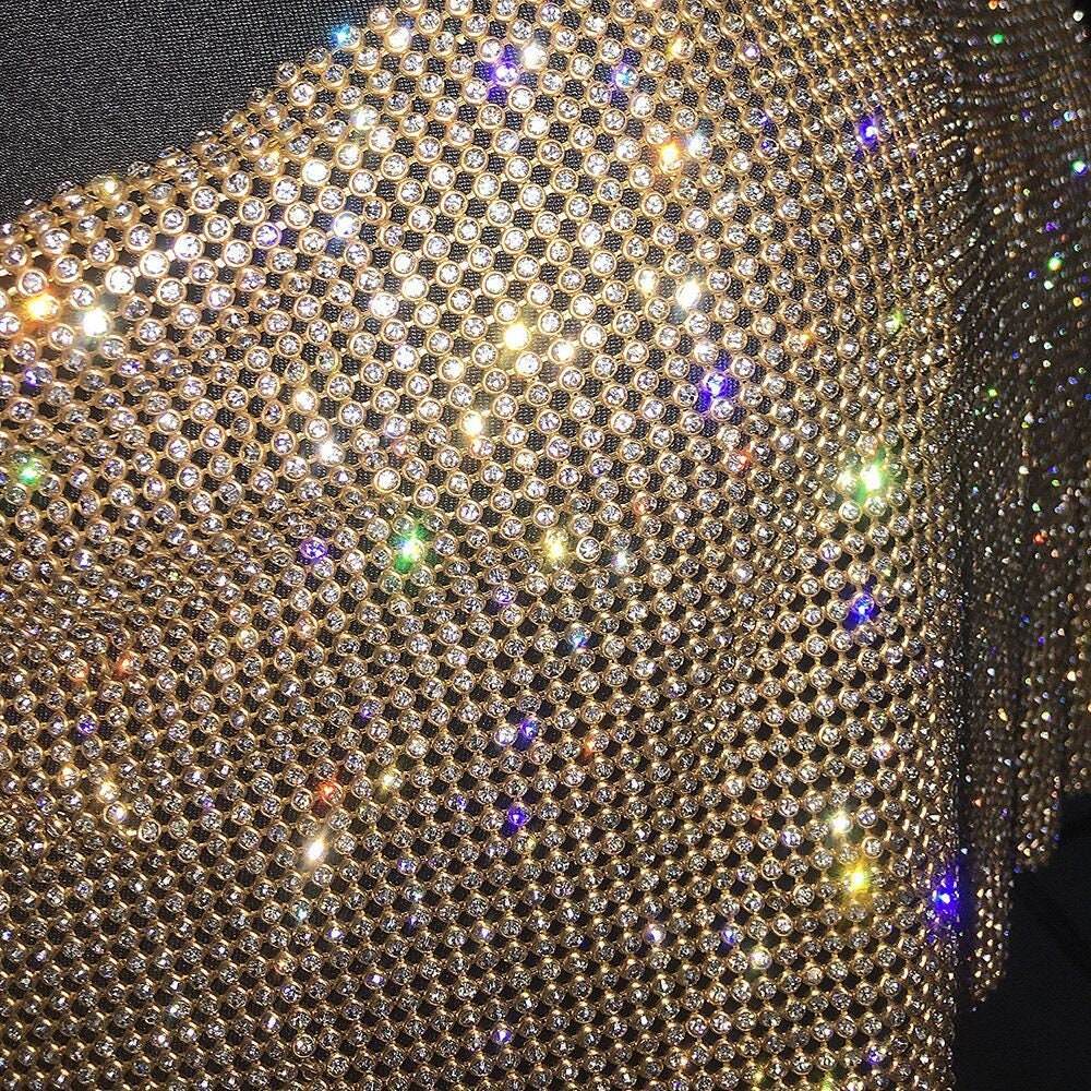 Sparkling Gold Metal Rhinestone Vest Body Jewelry Backless - Etsy