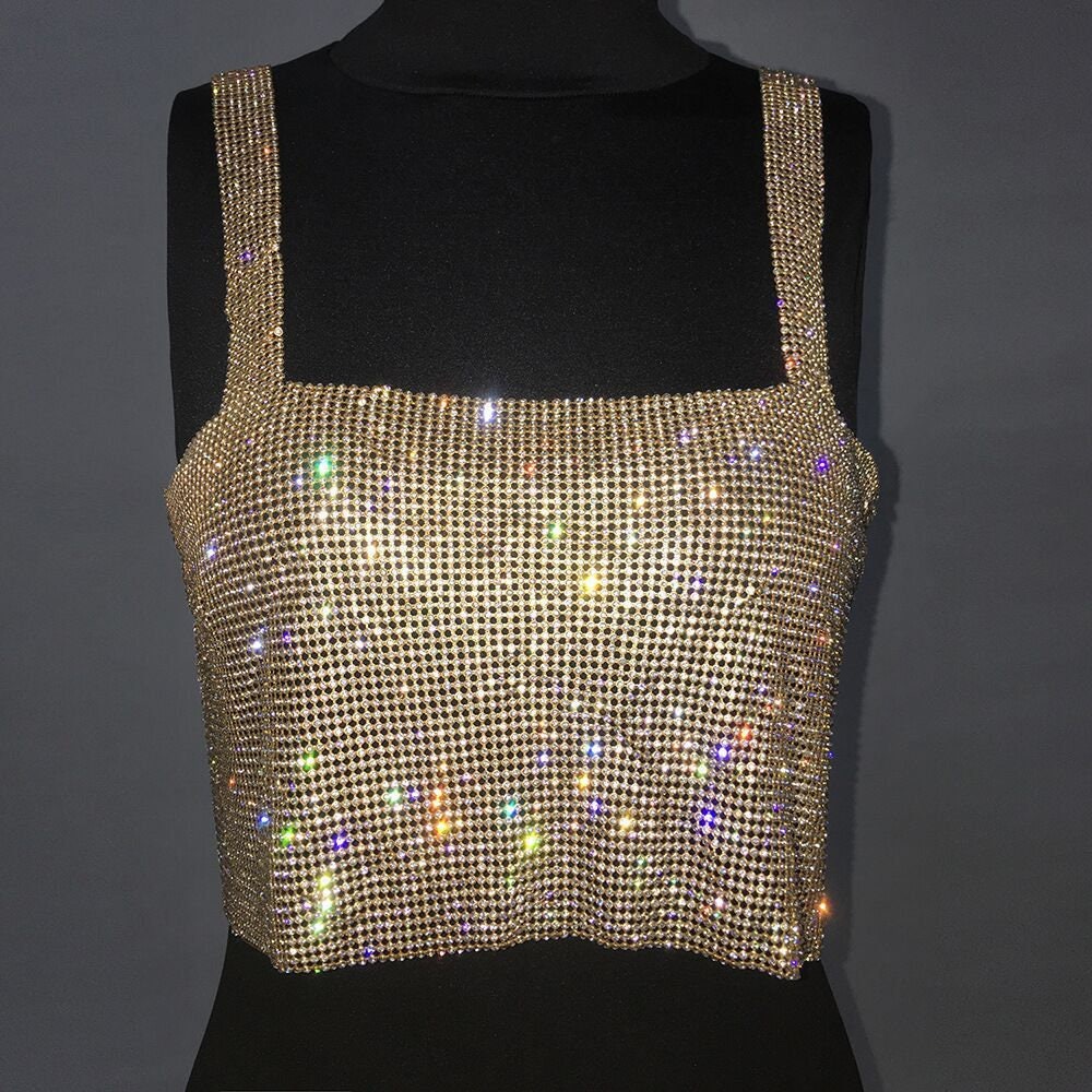 Sparkling Gold Metal Rhinestone Vest Body Jewelry Backless - Etsy