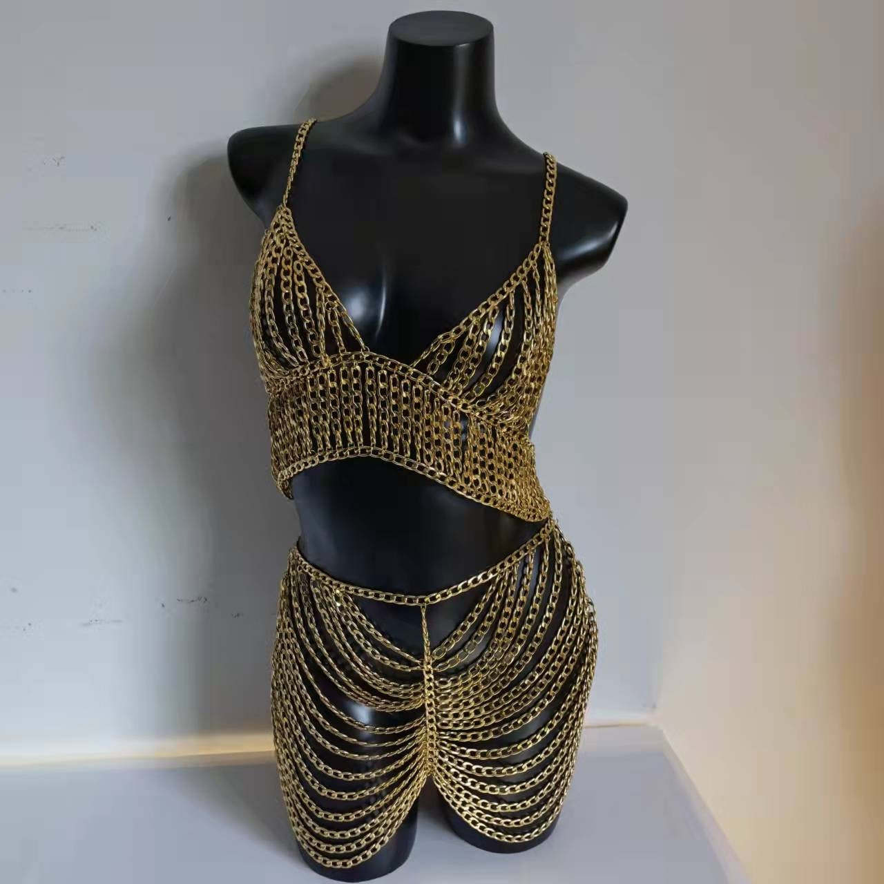 Body Chain Bra/festival Chain Skirt/chain Skirt/party | Etsy