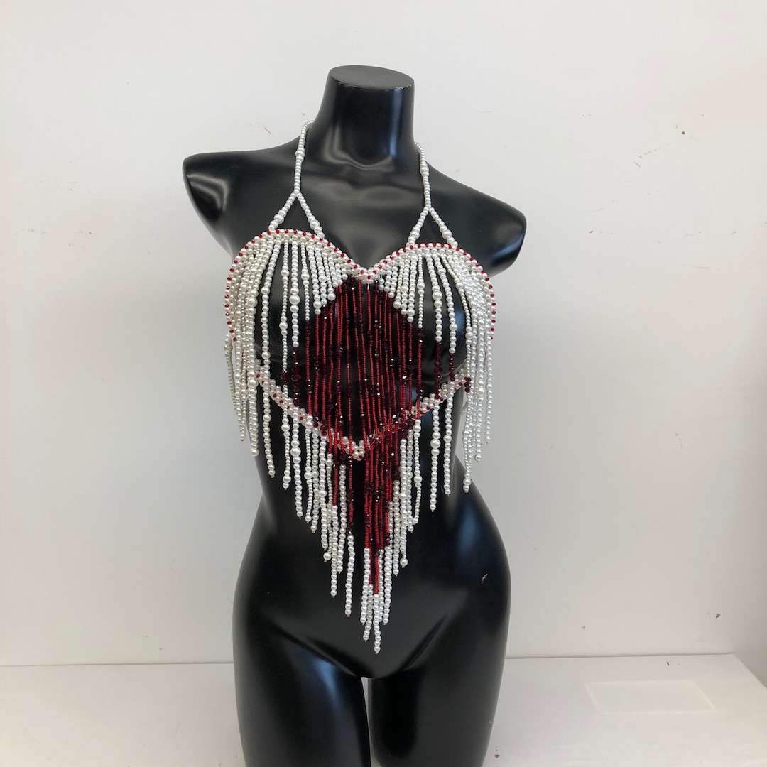 Pearl Body Chain, Heart-shaped Pearl Body Jewelry, Pearl Body Chain Bra ...