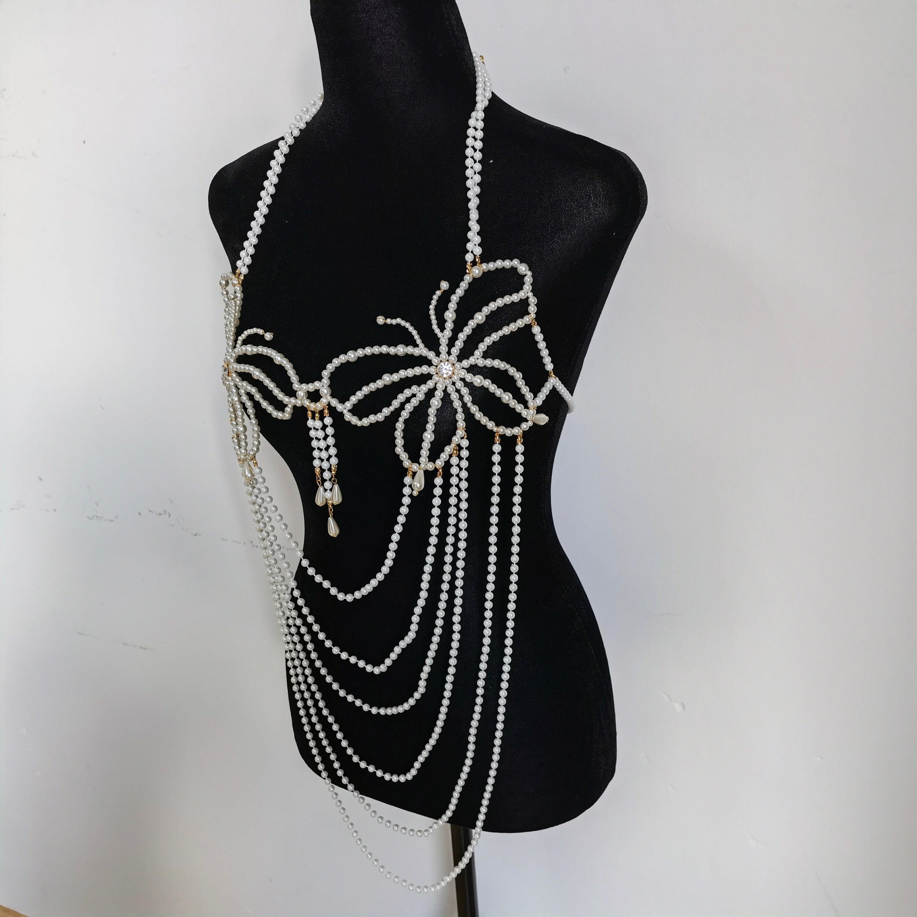 Pearl Butterfly Bra Body Chain Accessories Retro Costume Etsy