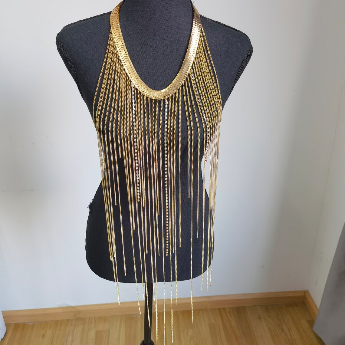 Full Body Chain OMEGA Diamond Tassel Silver Chain Necklace - Etsy