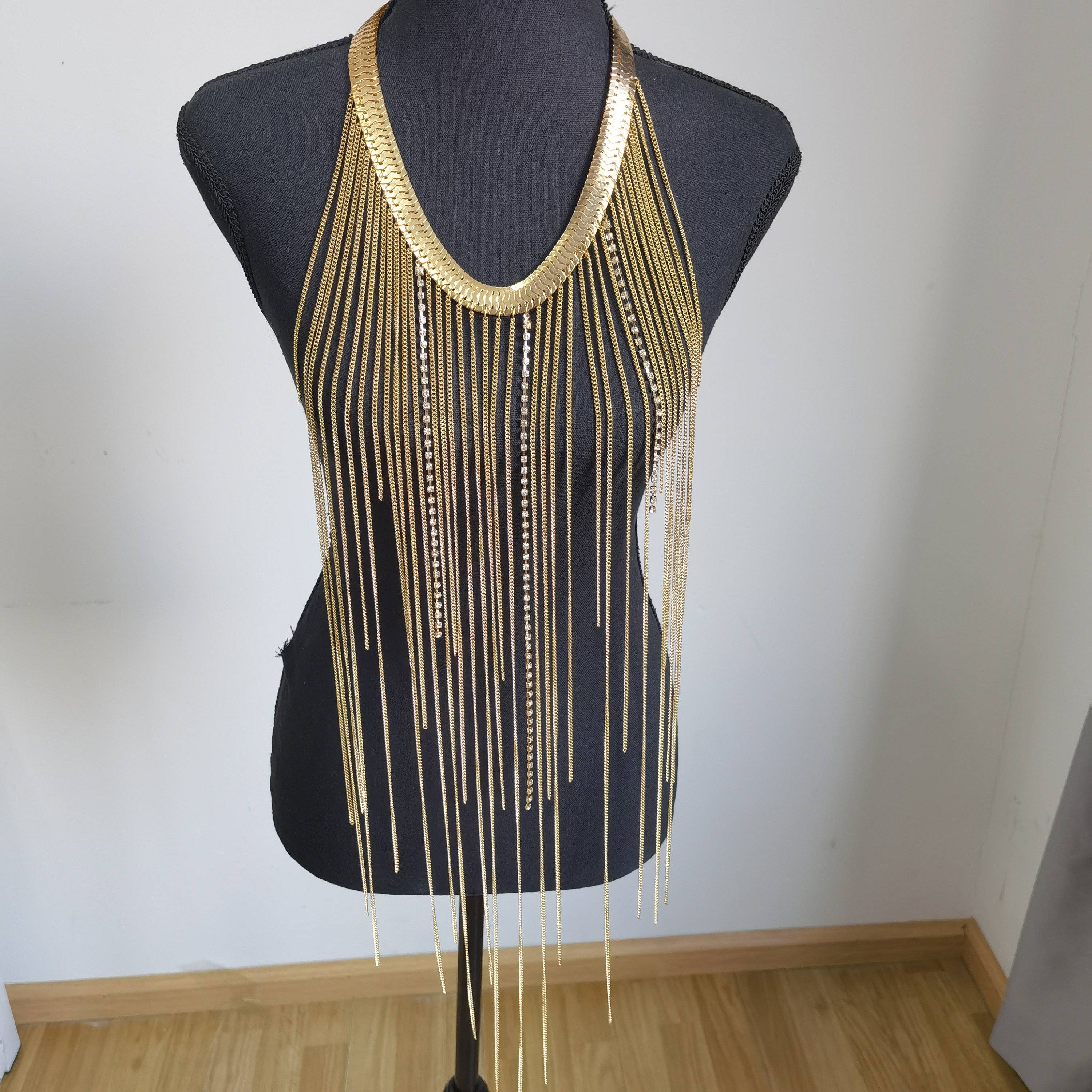 Full Body Chain OMEGA Diamond Tassel Silver Chain Necklace | Etsy