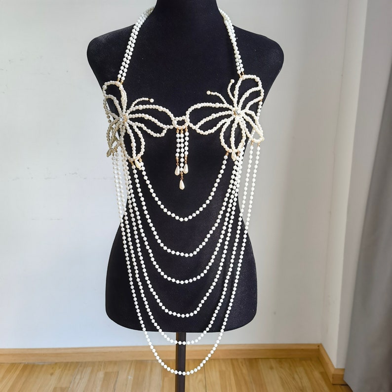 Pearl Butterfly Bra Body Chain Accessories Retro Costume Etsy