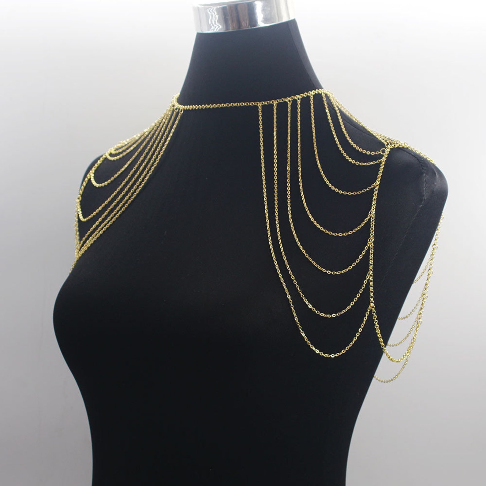 Metal multilayer shoulder chain layered shoulder necklace | Etsy