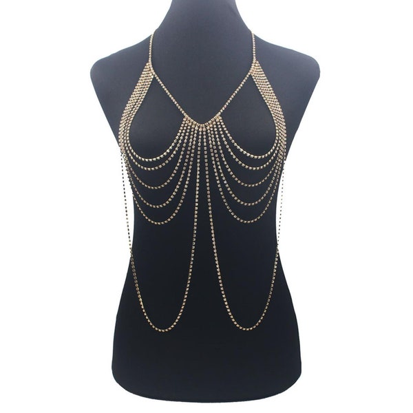Rhinestone Chain Bra and Skirt - Etsy